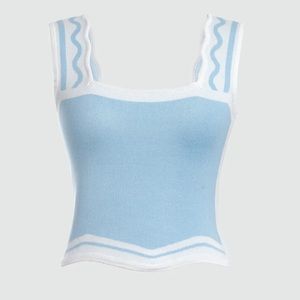 Cider | Tops | Nwt Cider Light Blue Wave Rib Knit Top | Poshmark